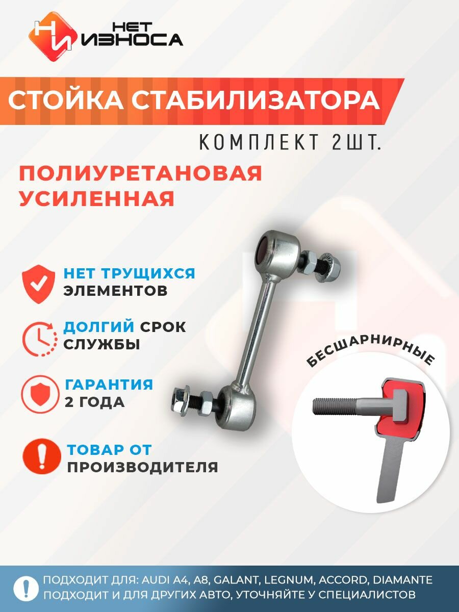 Стойки стабилизатора полиуретановые усиленные NL111 (комплект 2 шт) Audi A4, A8, GALANT, LEGNUM, ACCORD, DIAMANTE