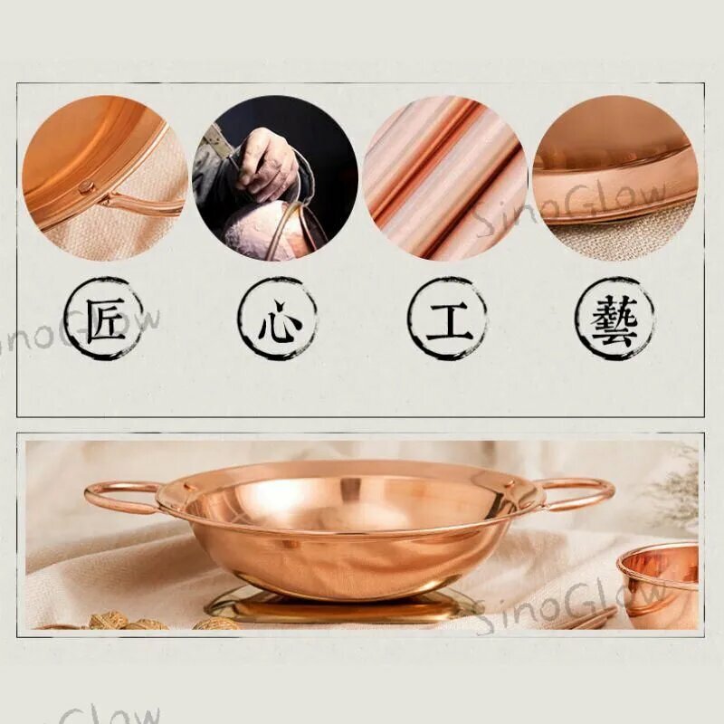 Изготовлен из 100% меди, кастрюля, противень, медный котелок, медный сухой котелок, бинауральный медный котелок, — фото 1