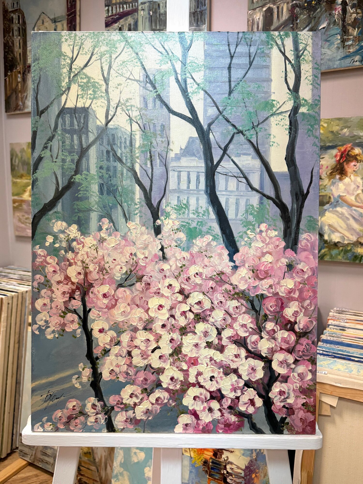 Картина маслом Весна в городе 50х70 см. Художественная мастерская Грёзы.