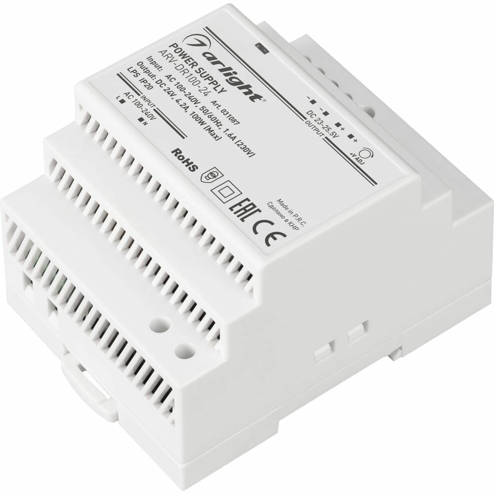 Блок питания ARV-DR100-24 24В 4.2А 100Вт IP20 DIN-рейка Arlight 031087