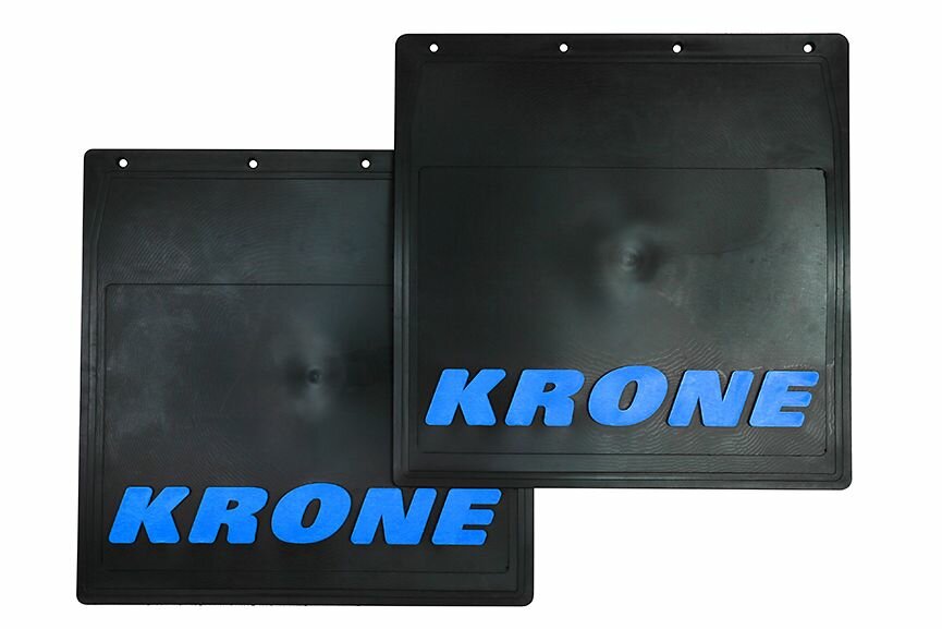 Брызговики задние KRONE 400х400 LUX черная резина с синей надписью (комплект из 2 шт.)