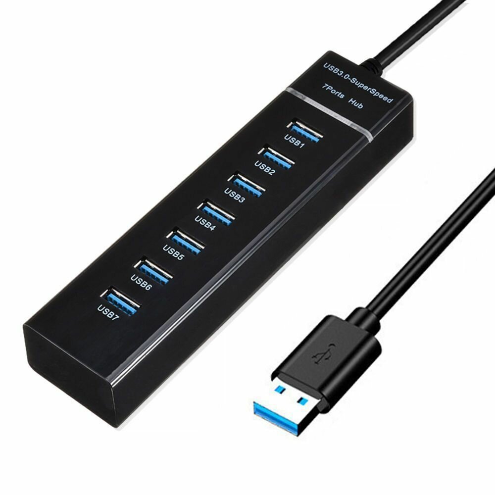USB Хаб 7 портов USB 3.0 Быстрый мультипортовый сплиттер для ноутбука мыши клавиатуры флешки 1.5 м