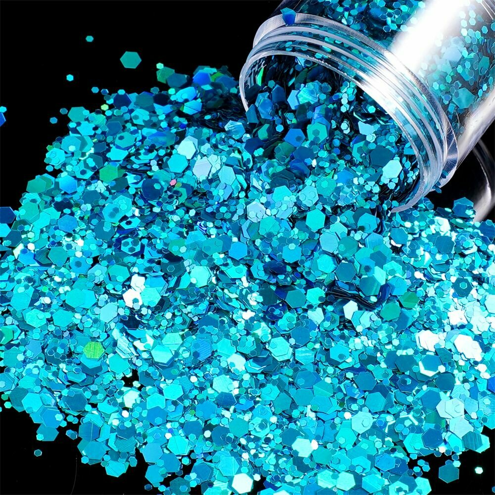 1 банка светло-голубой блёстки/ премиум супер мерцающий блеск - для литья изделий