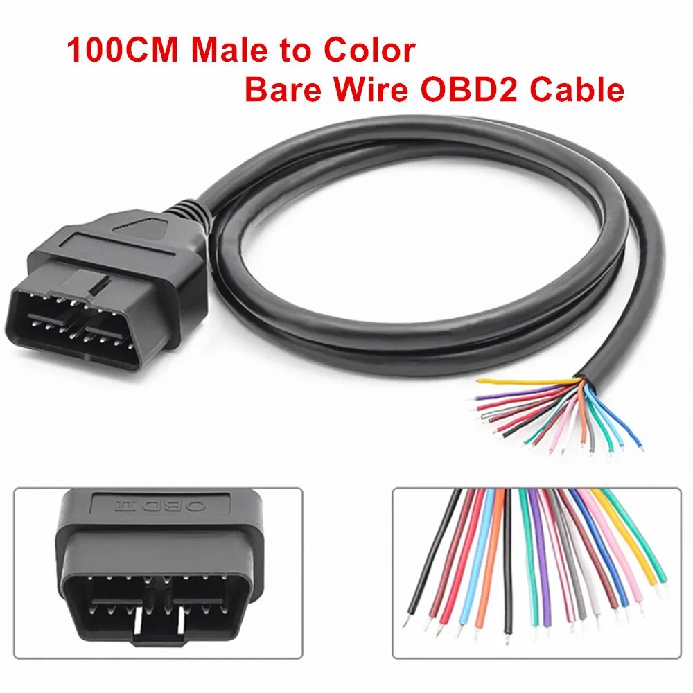 16-контактный женский-папа DIY OBD 2 автоматический удлинительный кабель автомобильный диагностический автомобильный сканер инструментов OBDII разъем 30/60/100 см