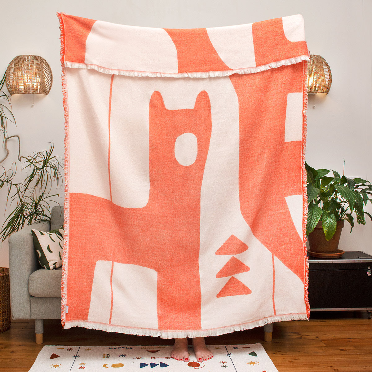 Плед жаккардовый, двусторонний с бахромой, 130 x 180 см Kira