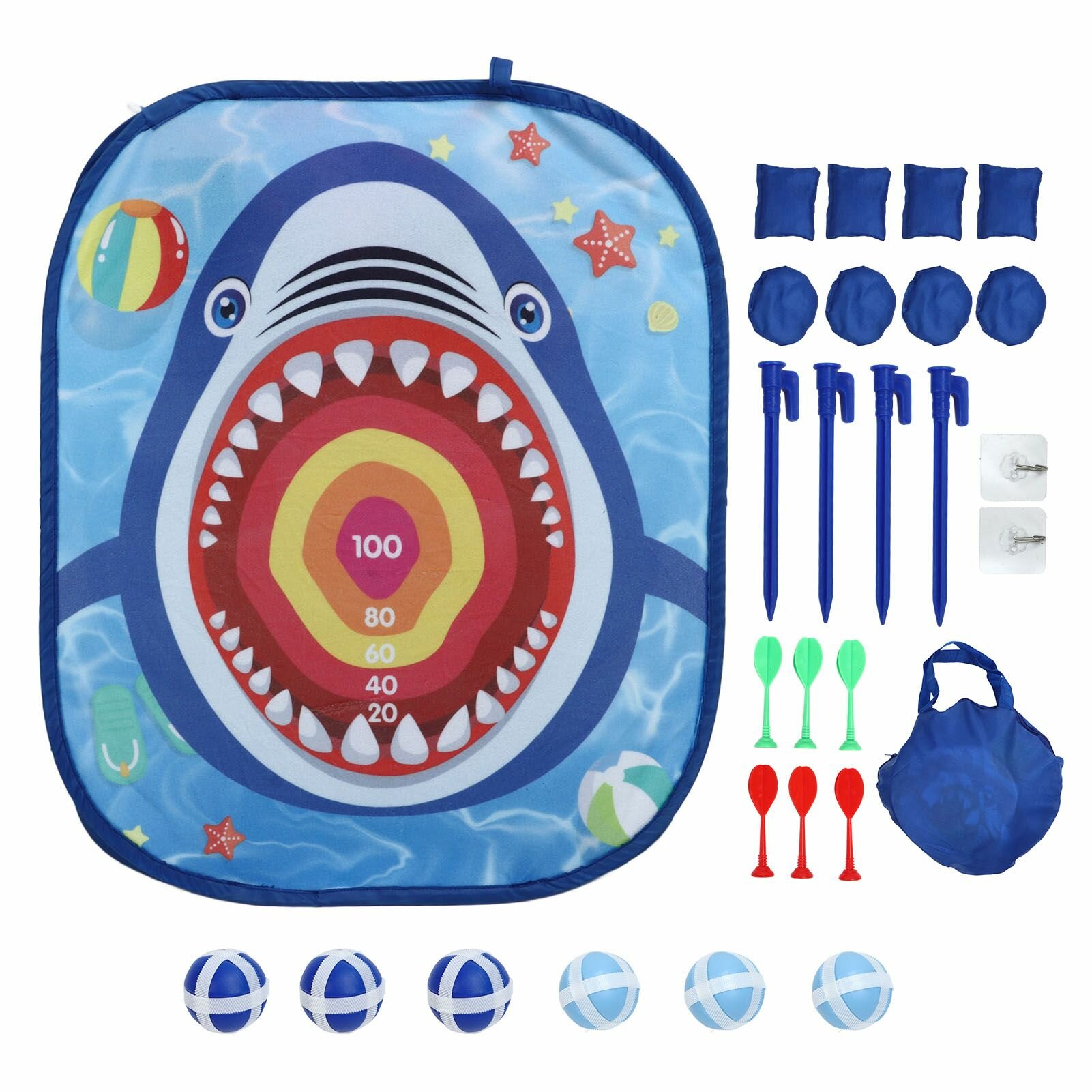 Детская двухсторонняя доска для дартса с мешками с песком, складная мультяшная мишень, игровые игрушки для занятий спортом в помещении, на открытом воздухе, синий 2381B 7