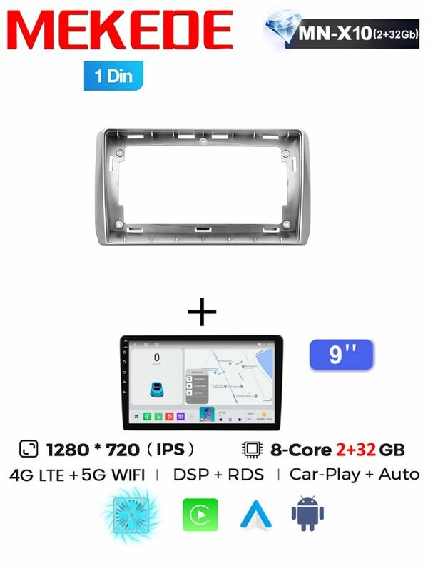 Магнитола 9" Mekede MN X10 Pro 2/32 Gb Toyota Ist XP110 2007-2016 1 din carplay