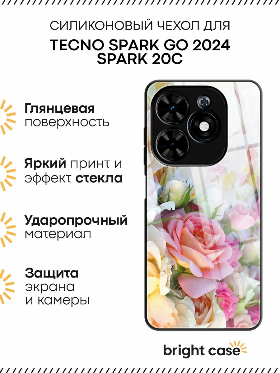 Чехол на Tecno Spark Go 2024/Spark 20C / Текно Спарк Го 2024/Спарк 20С с принтом "Утренние розы"