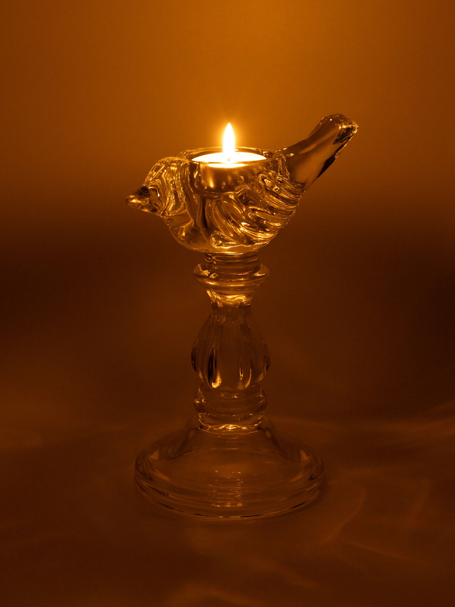 Подсвечник, 19 см, для чайной/тонкой свечи, на ножке, стекло Р, Птица, Birds