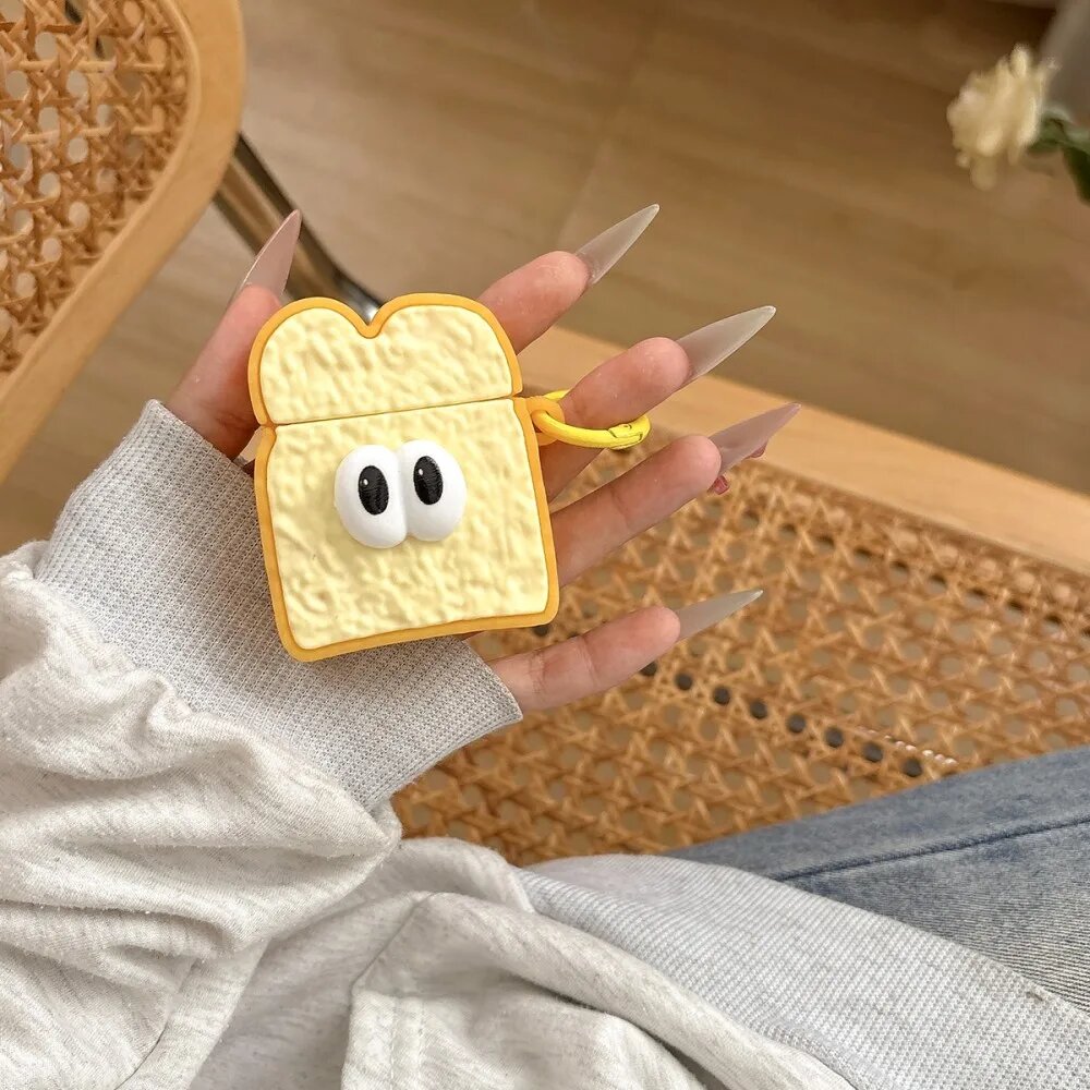 Милый 3D чехол с тостовым хлебом для AirPods Pro 3 Pro3 USB C 2025, мягкие силиконовые чехлы с героями мультфильмов для AirPods Pro 2 4 3 2 1 рукав