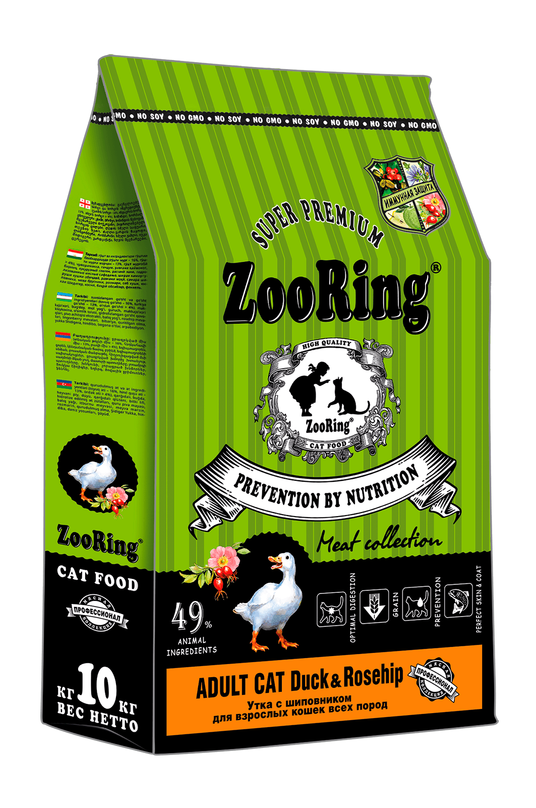 ZooRing Adult Cat Duck&Rosehip Сухой корм для кошек Утка и Шиповник 10кг