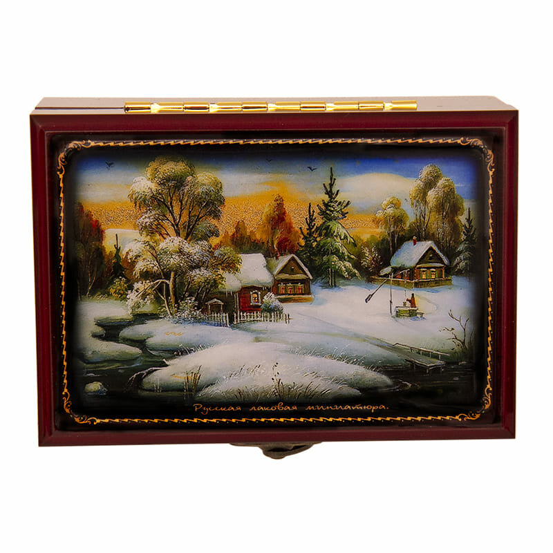 Шкатулка деревянная для украшений с отделениями Февраль 13 х 9 см