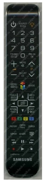 Пульт Samsung AA59-00570A, оригинальный , для устройств Samsung, беспроводной, инфракрасный, под металл, с подсветкой — фото 1