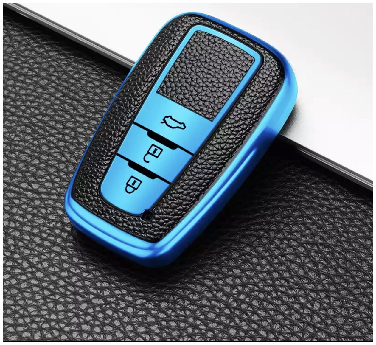 Чехол на не выкидной ключ TPU Toyota / Тойота blue