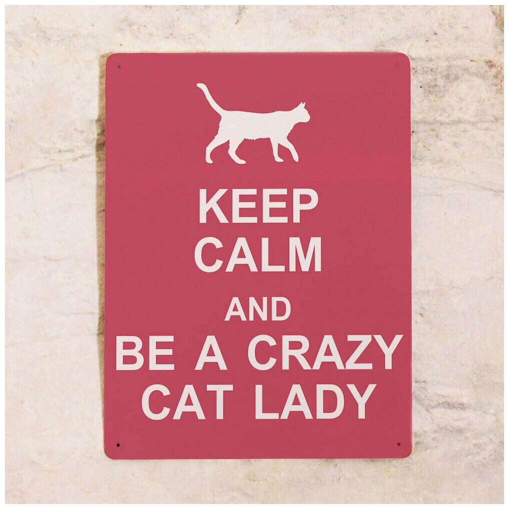 Металлическая табличка Cat lady, металл, 20х30 см