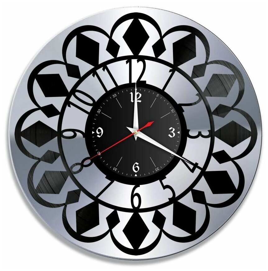 Часы из винила Redlaser "Цифры, время, ромб, геометрия" VW-12058-2