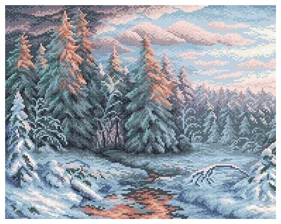 Алмазная мозаика Brilliart "Зимний закат", 26 страз, 48x38 см