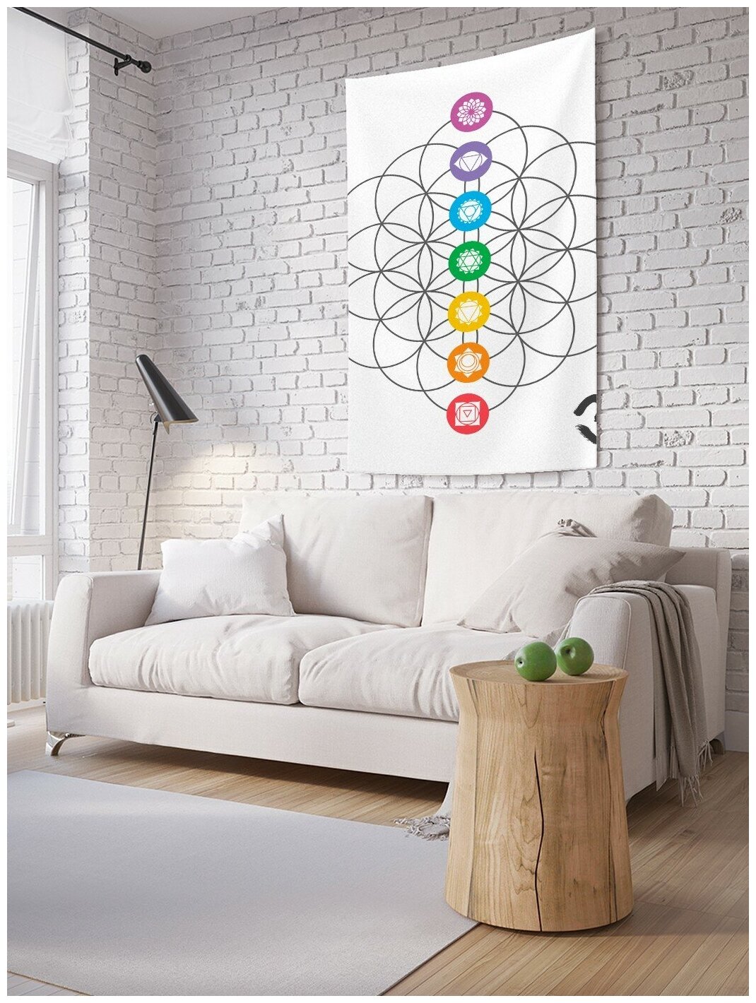 Фотопанно на стену тканевый вертикальный 150х200 "Цветные чакры" , JoyArty
