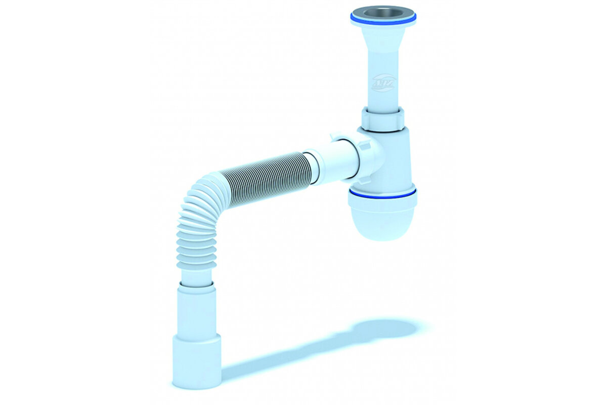 АНИ Пласт Сифон умыв/мойка бут лит/вып 1 1/4 дюйма x 40 гофр 40х40/50 нерж/сетка 025-0138 C2015