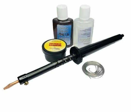 Набор для пайки (паяльник 25Вт, припой, флюс, канифоль, кислота)