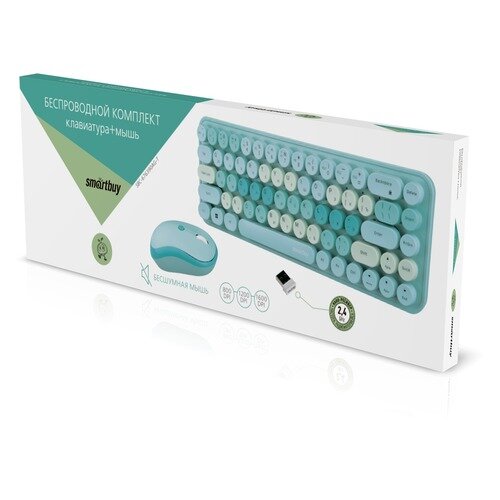 Комплект Клавиатура + Мышь Smartbuy 676390 компакт SBC-676390AG-T, мятная