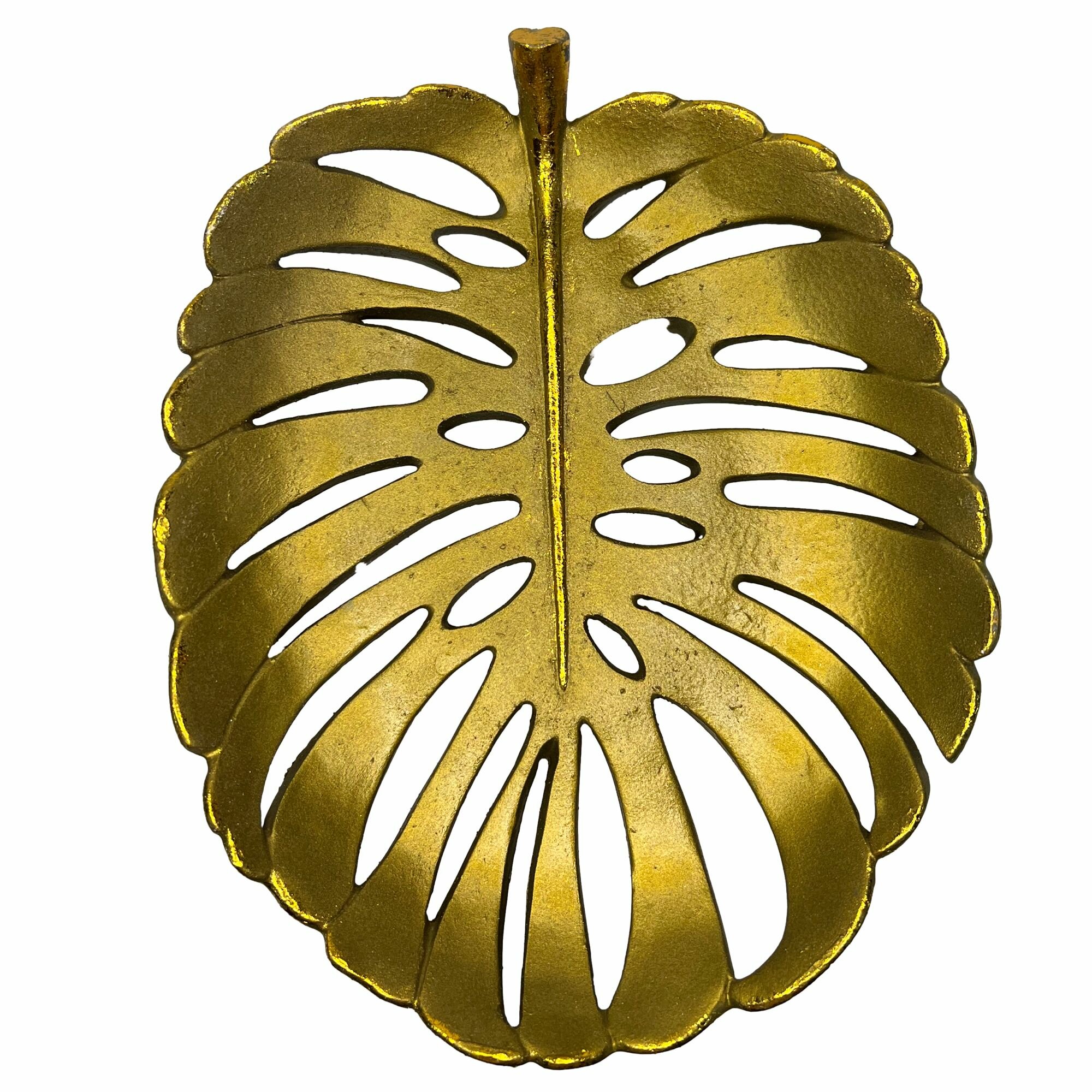 Панно "Лист Монстеры большой" 28х22 см Цвет: Бронза с позолотой