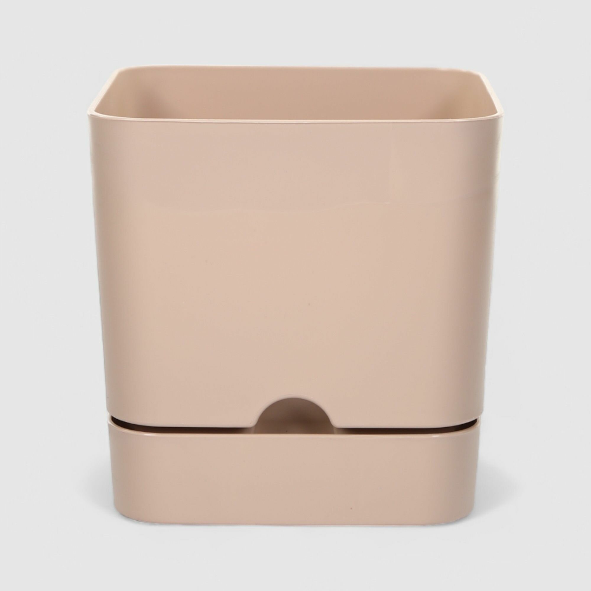 Горшок для цветов с поддоном Begonya квадратный 16x16 см кремовый