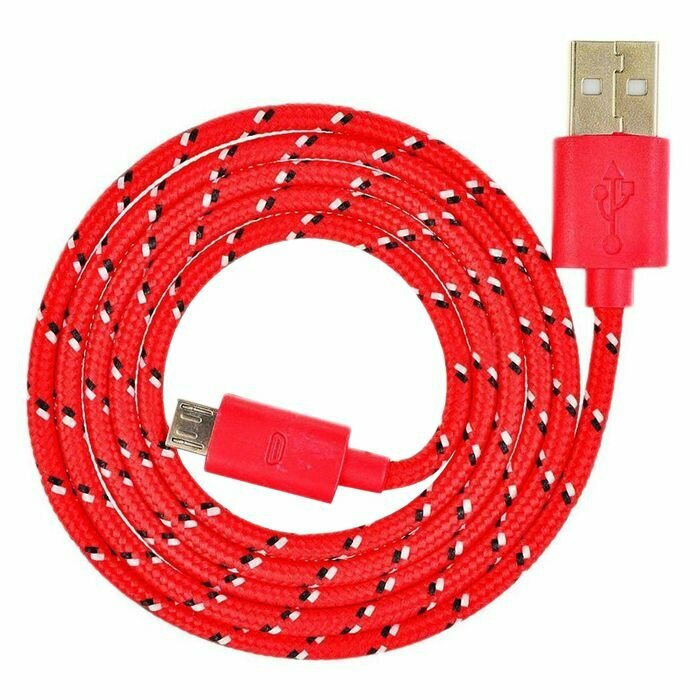 Дата-кабель Smartbuy USB - micro USB, нейлон, длина 1,2 м, Красный (iK-12n red)