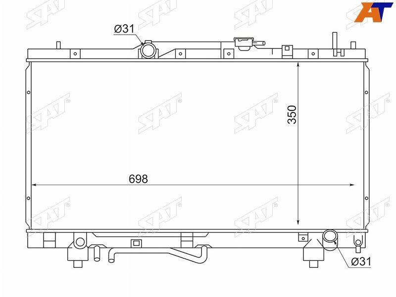 . SAT Радиатор охлаждения двигателя для Toyota Caldina (T190, T210) 92-02 / Carina (T210) 96-01 / Corona Premio 96-01