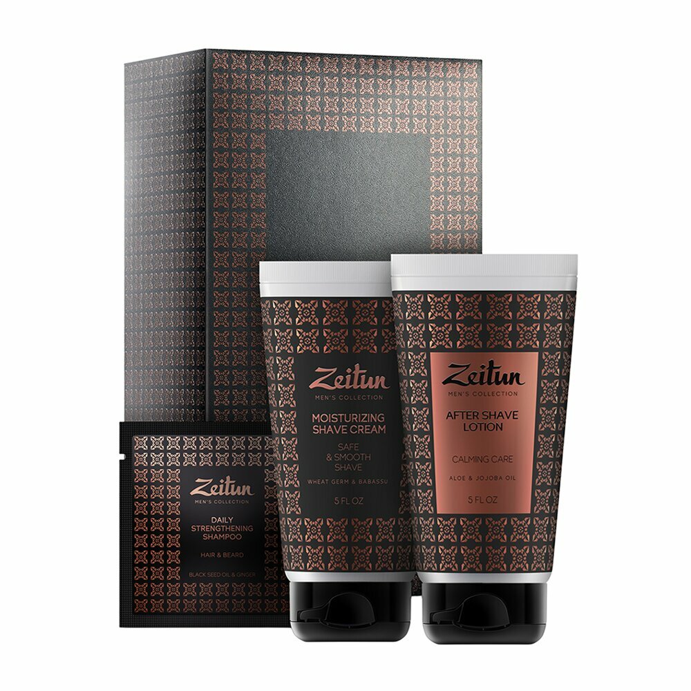 Zeitun Набор ZEITUN Подарочный набор для мужчин Идеальная гладкость: крем для бритья, лосьон после бритья, шампунь