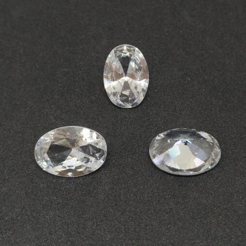 Ювелирный кристалл из фианита, 14х10мм, форма овал, кристально-прозрачный, 5 шт.