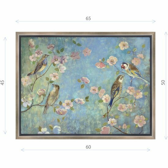 Картина Декор Депо Ксении Черномор Воробушки Матовый холст в раме 50х65 см