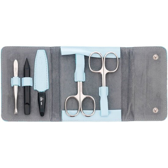 Маникюрный набор Erbe 9674ER натур. кожа, цвет голубой, 5 предметов