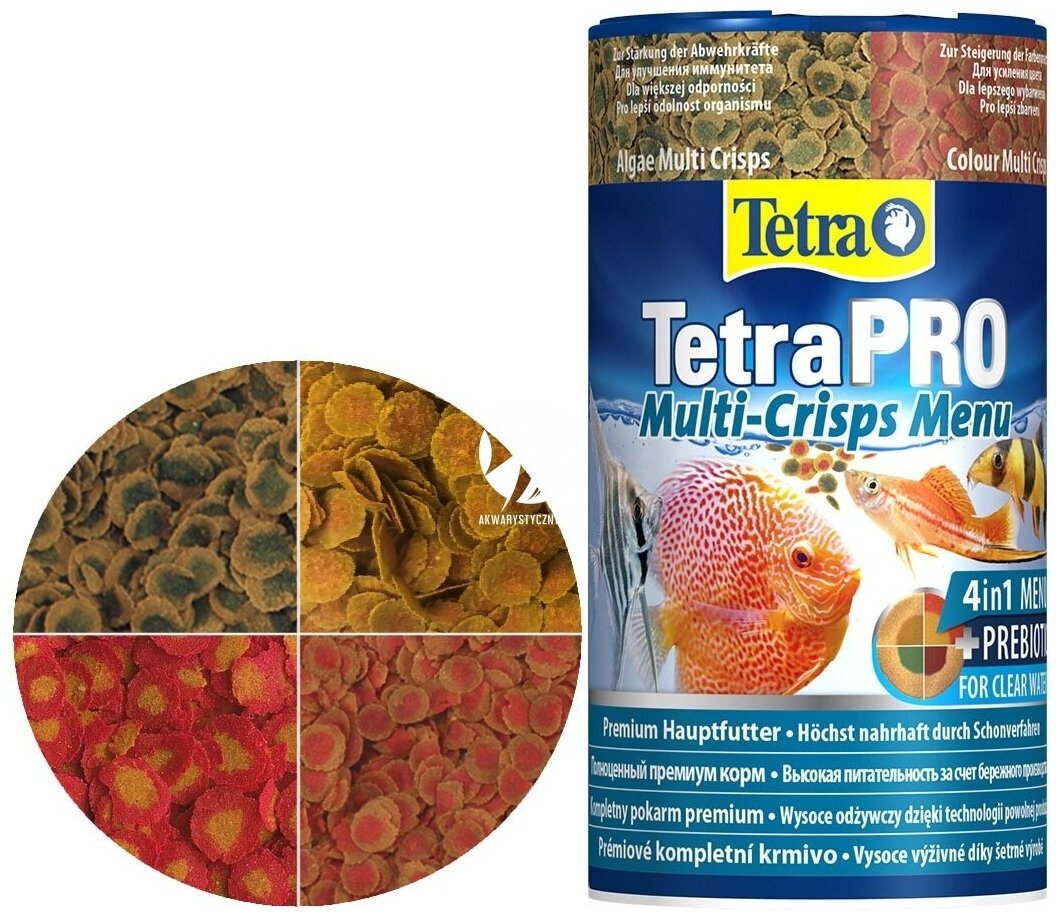 TetraPRO Menu Multi-Crisps 250 мл. Корм д/рыб 4 вида чипсов, 1 уп