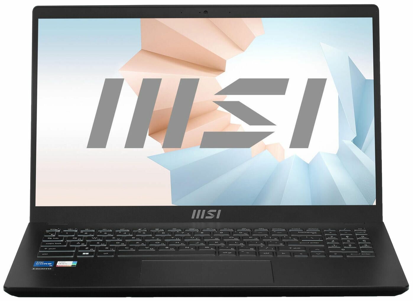 15,6" Ноутбук MSI Modern 15 B12M-214XRU (9S7-15H112-214) черный - 1920x1080, IPS, Intel Core i5-1235U, ядра: 10 x 1,7 ГГц, 8 ГБ, SSD 256 ГБ, Intel Iris Xe Graphics, W10Pro
