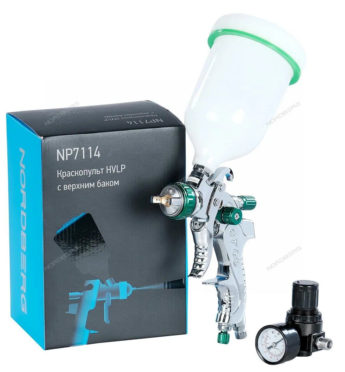 NP7114 NORDBERG краскопульт NP7114 HVLP с верхним баком, сопло 1,4 мм, в коробке