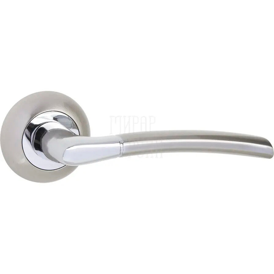Дверная ручка Ajax (Аякс) на круглой розетке "RODEO" PR матовый никель + хром