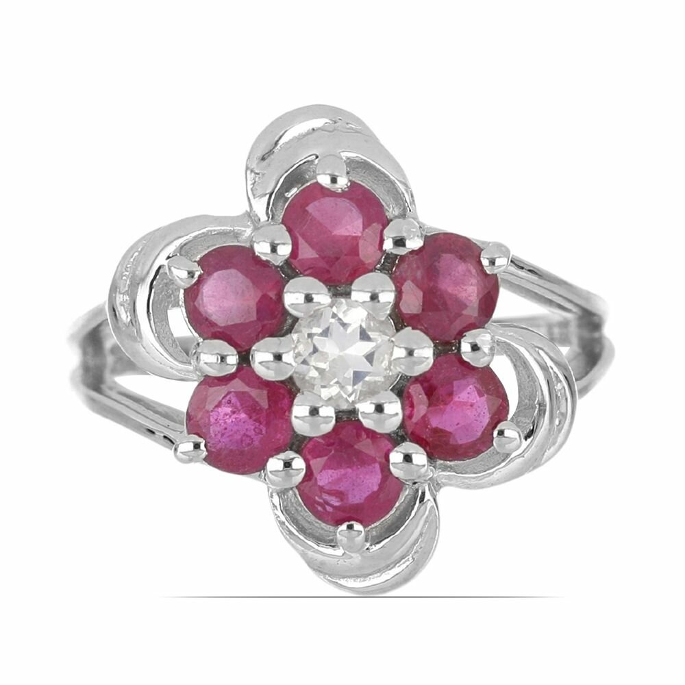 Кольцо, серебро, 925 проба, родирование, рубин