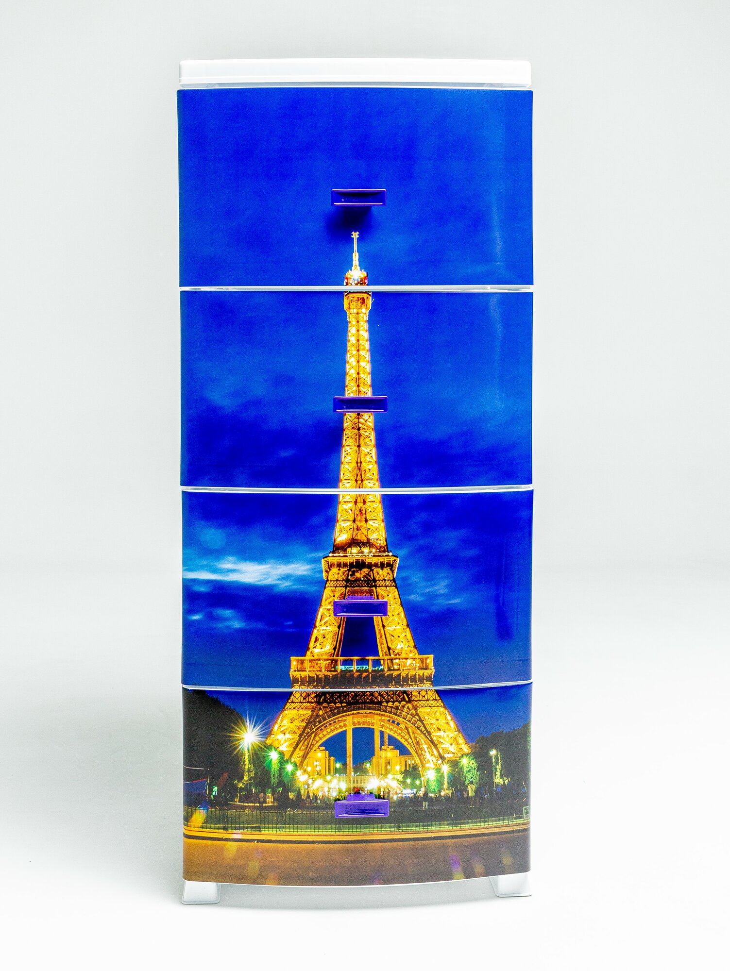 Комод декор 4 ярус Париж моно рис. белый В95*Ш38*Г47