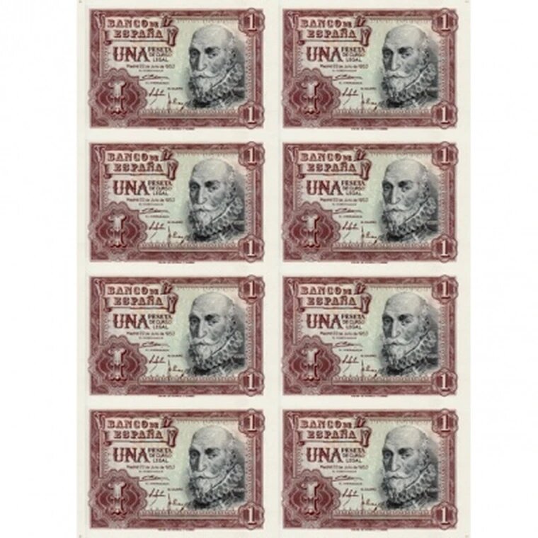Банкноты Испании 1 песета 1953 года, сувенирная копия сцепки, банкноты и купюры редкие коллекционные