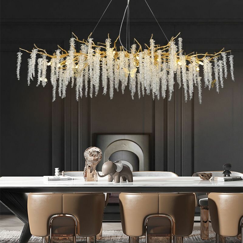 Люстра Xрустальная/люстра хрустальная потолочная Cassina B012-4 Золотой светильник Регулируемый Овальная форма Длина1200mm Ширина 450mm G9 Лампа