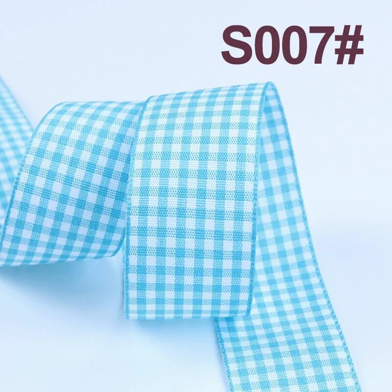 Клетчатая репсовая лента Lucky Bay 5 ярдов S007, 10mm