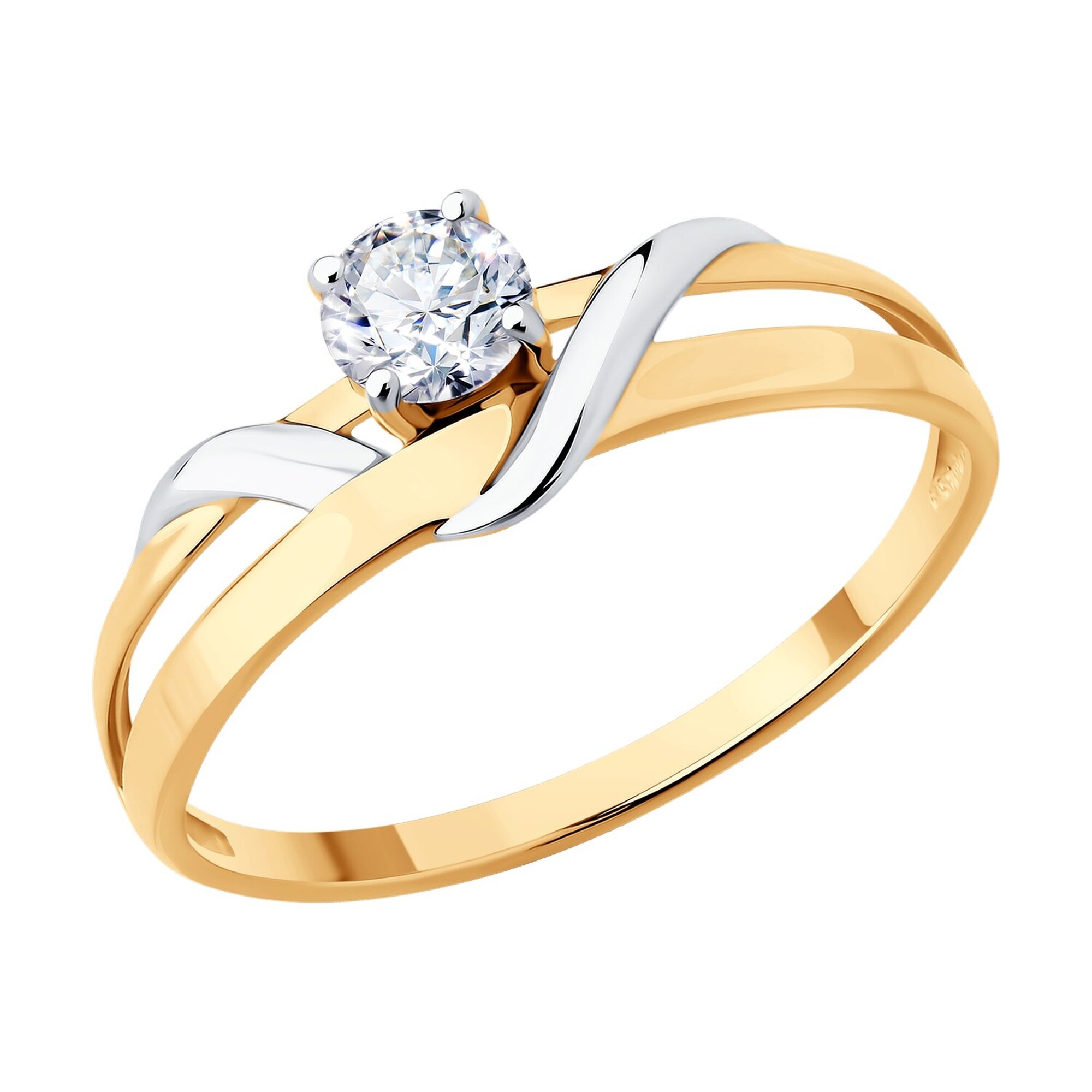 Кольцо, красное золото, 585 проба, фианит