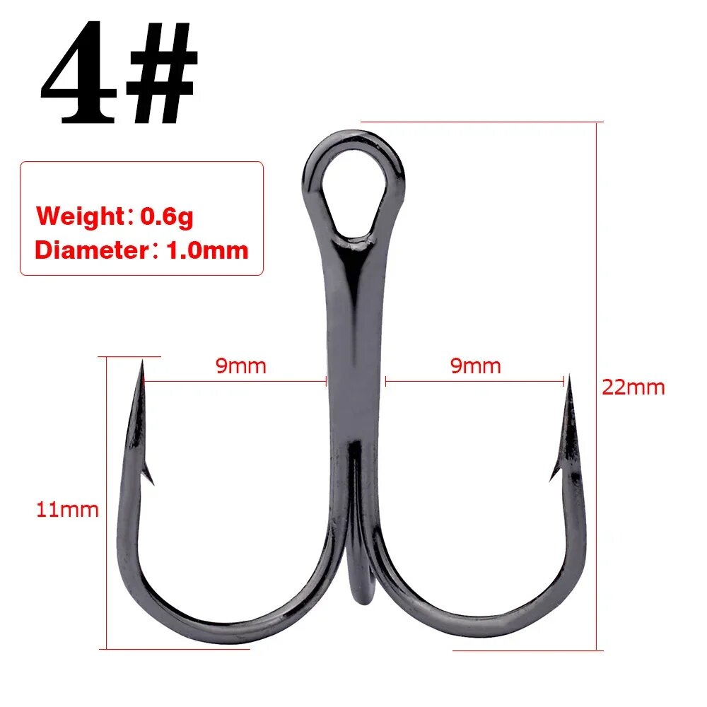 Тройной крючок 4# для рыбалки, 0.6g, 1.0mm