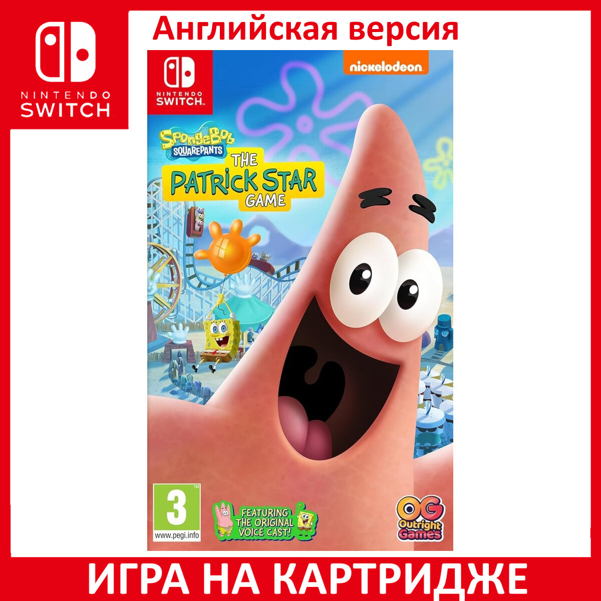 Игра SpongeBob SquarePants: The Patrick Star Game (Губка Боб Квадратные Штаны: Игра Патрика Стара) Switch Английский язык Картридж на Nintendo.