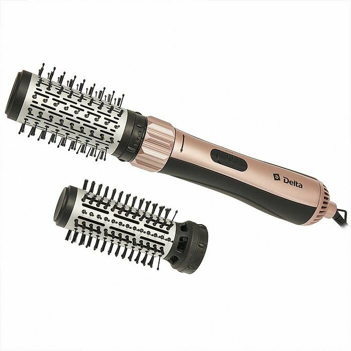 Фен-щетка электрический с функцией вращения DELTA DL-0499R черный с бежевым