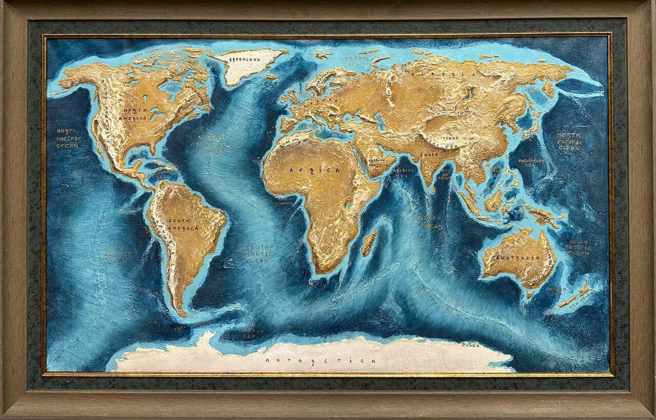 Картина маслом на холсте, современные картины, атлас "Карта мира"