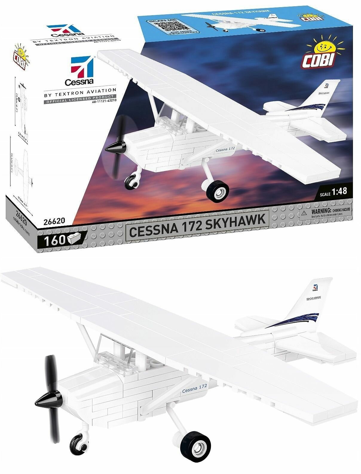 Конструктор пластиковый Cobi Cessna 172 Skyhawk-White - Четырехместный туристический самолет - 160эл. - Коби 26620