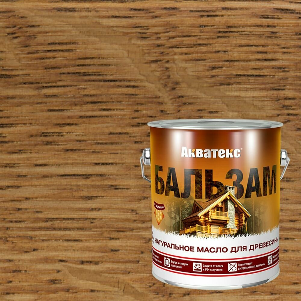 Масло натуральное для древесины Акватекс-Бальзам (2,2л) тик