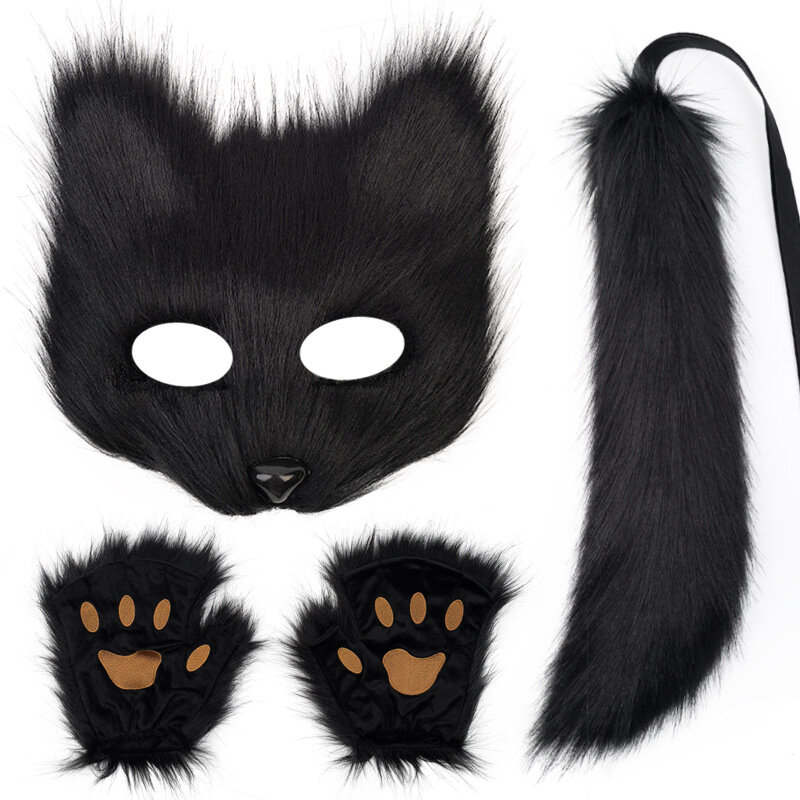 Набор масок "Лиса", имитация плюшевого хвоста, перчатки, для Хэллоуина